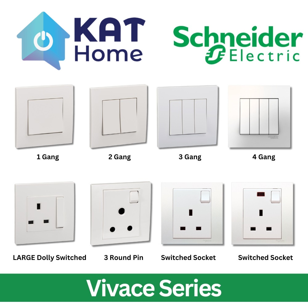 SCHNEIDER ELECTRIC VIVACE SERIES 250V 1 GANG / 10A / 20A / 13A / 15A ...