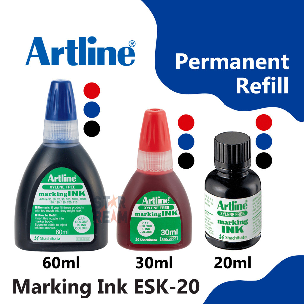 Artline Permanent Refill 20/30/60ml / Marking Ink/ Permanent Marker ...