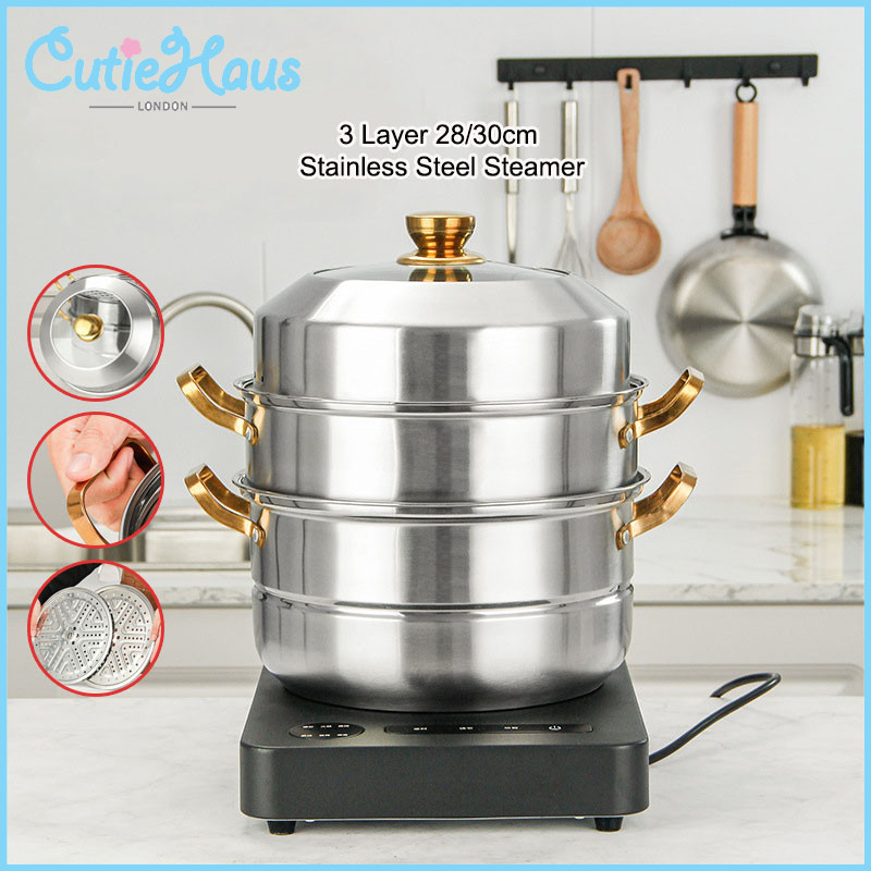 Cutiehaus 3 Layer 28/30cm Stainless Steel Multi Layer Steamer Household ...