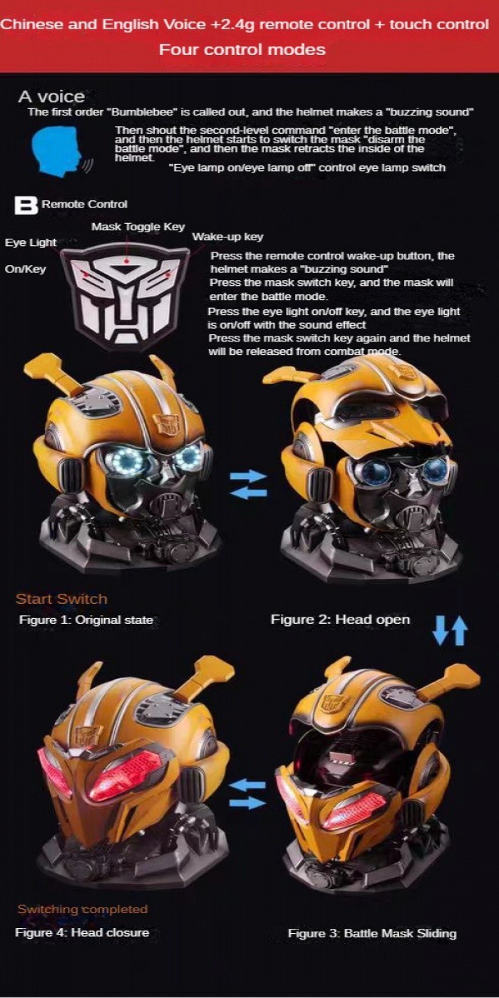 Killerbody 1:1 Scale Bumblebee Helmet Wearable Mask Chinese/English ...
