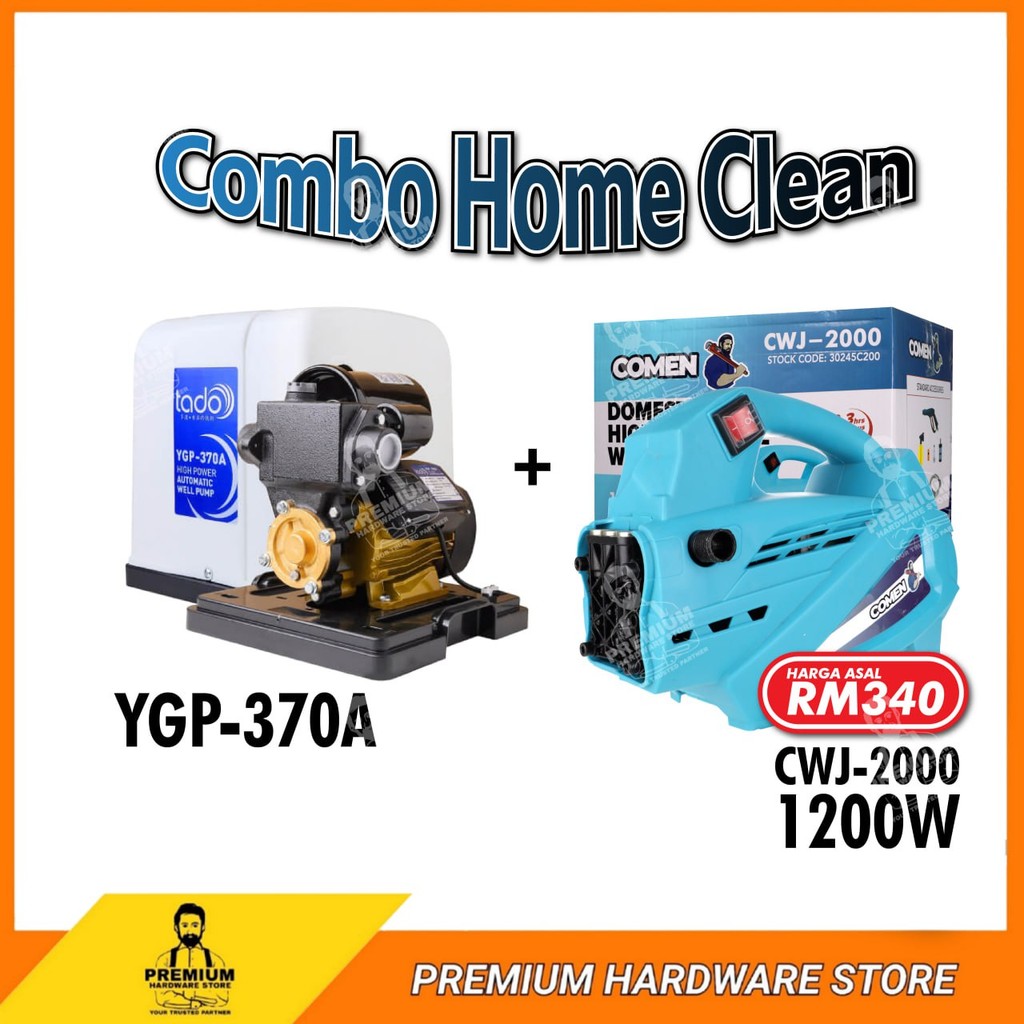 [COMBO HOME CLEAN] TADO PUMP High Power Automatic Well Pump YGP370A ...