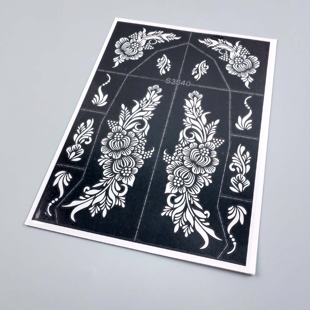 Hollow Drawing Henna Template for Hand Henna Tattoo Stencil Flower ...
