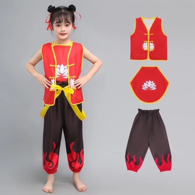 Nezha Costume for Kids Boy Girl Movie Ne Zha 2 Cosplay Leprechaun Red ...