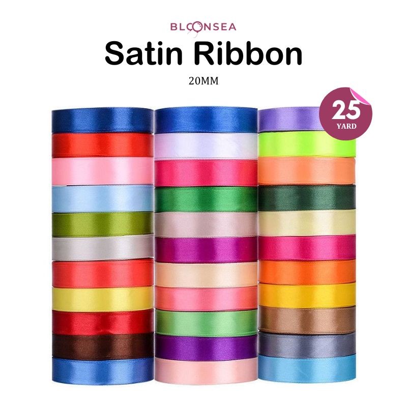 20mm Satin Ribbon Silk Premium 1 Inch Bouquet Ribbons Gift Box Lace ...