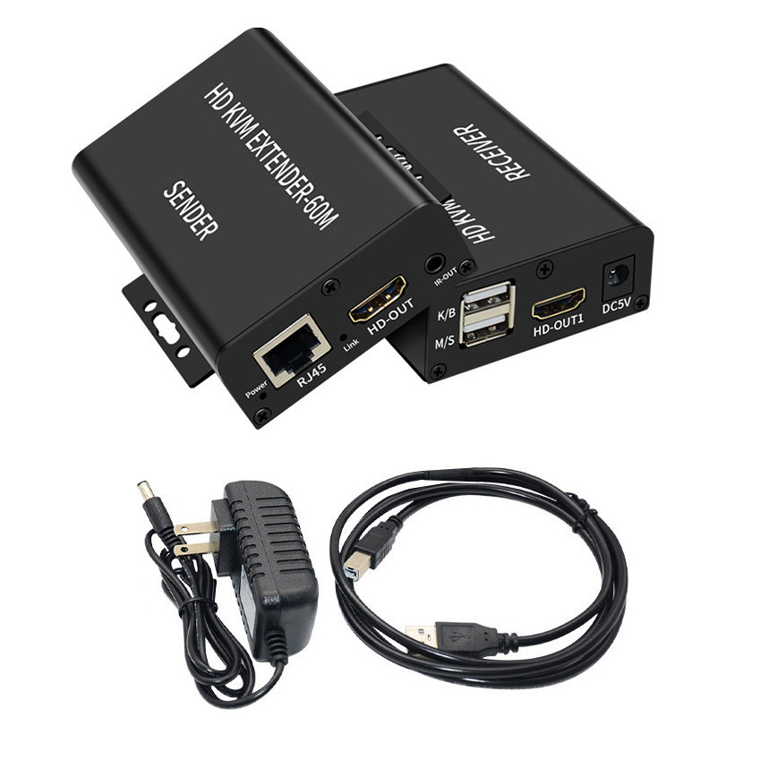 in stock HDMI KVM Extender Over Rj45 Cat6 Cable 60M Video Transmitter ...