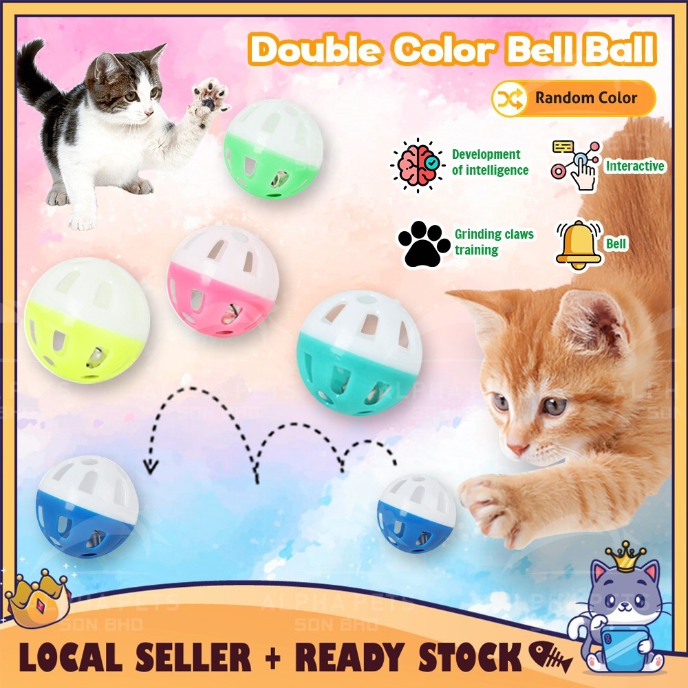 CATQUEEN Pets Bola Kucing Pets Dog Cats Toy Ball Hallow Tinkle Bell ...