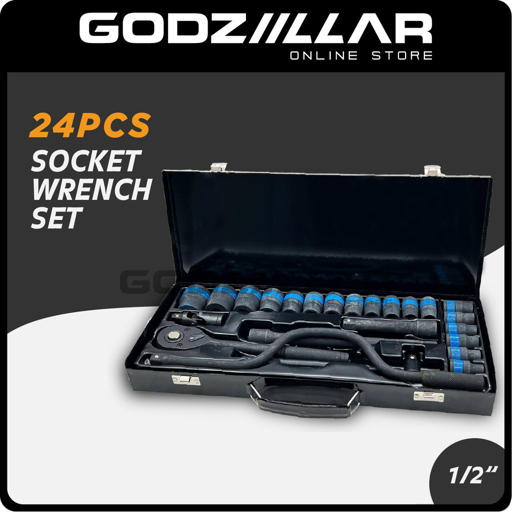 24 Pcs Ratchet Box Socket Bit Set Combination Spanner Tool Set Repair ...