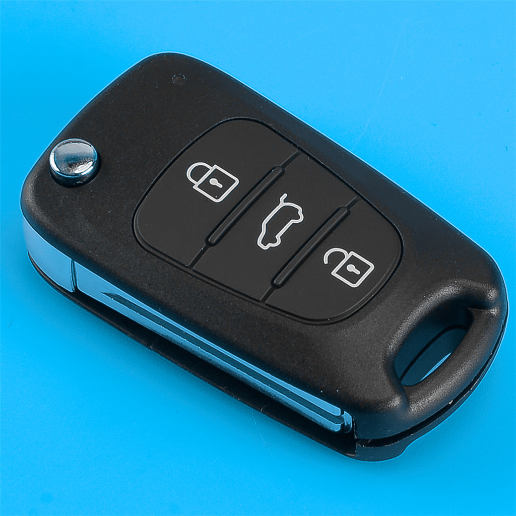 3 Button Remote Flip Folding Smart Key Fob Shell with Uncut Blank Blade ...