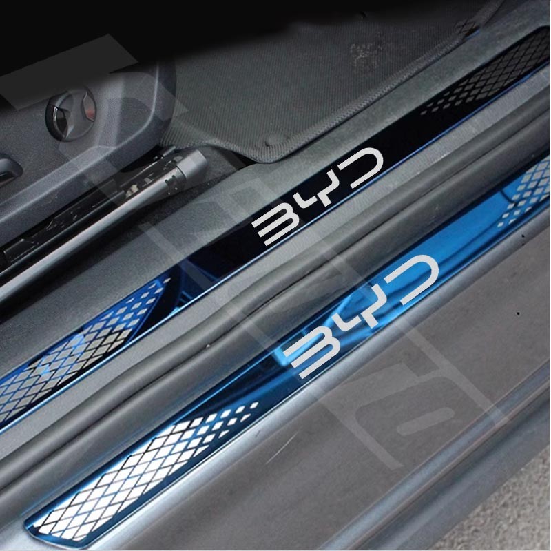 4pcs BYD Car Stainless Steel Threshold Strip Metal Welcome Pedal ...