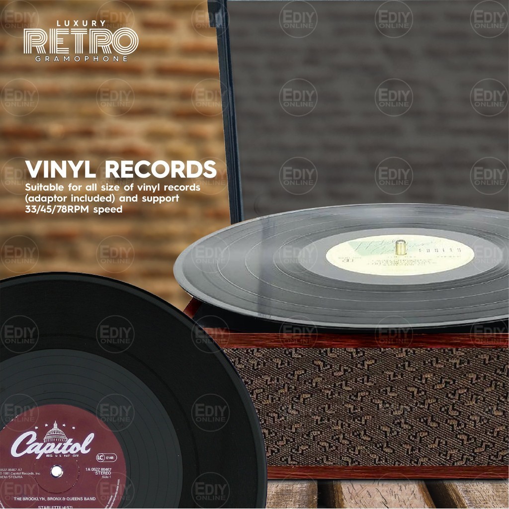 Luxury Retro Turntable Vinyl Record Player Portable Bluetooth Speaker ...