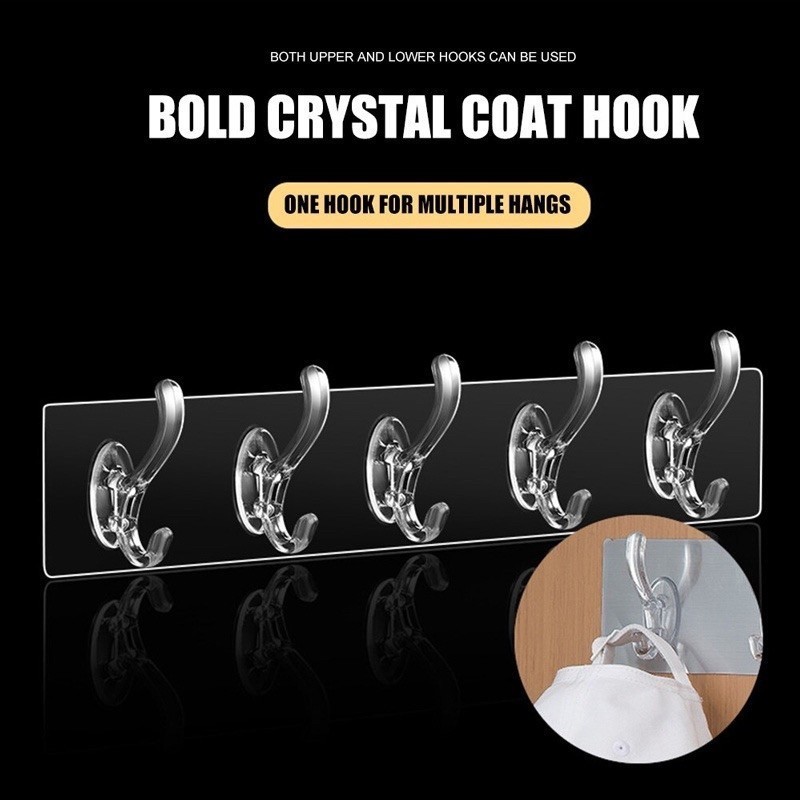 STRONG ADHESIVE SEAMLESS HOOKS KITCHEN BATHROOM WATERPROOF TRANSPARENT ...