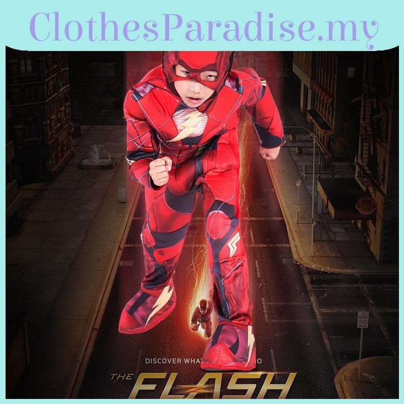 Boys Kids The Flash Muscle Chest Outfit Fancy Dress Cosplay Superheroes ...