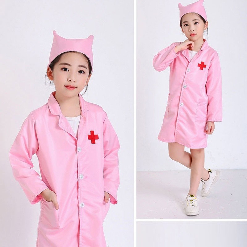 BC Doctor Costume Set Cap Role Play Nurse Uniform Hospital Pretend Kids ...