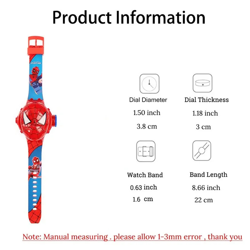 Spider Man Projection Watch Anime Character Electronic Watch Toy Spider ...