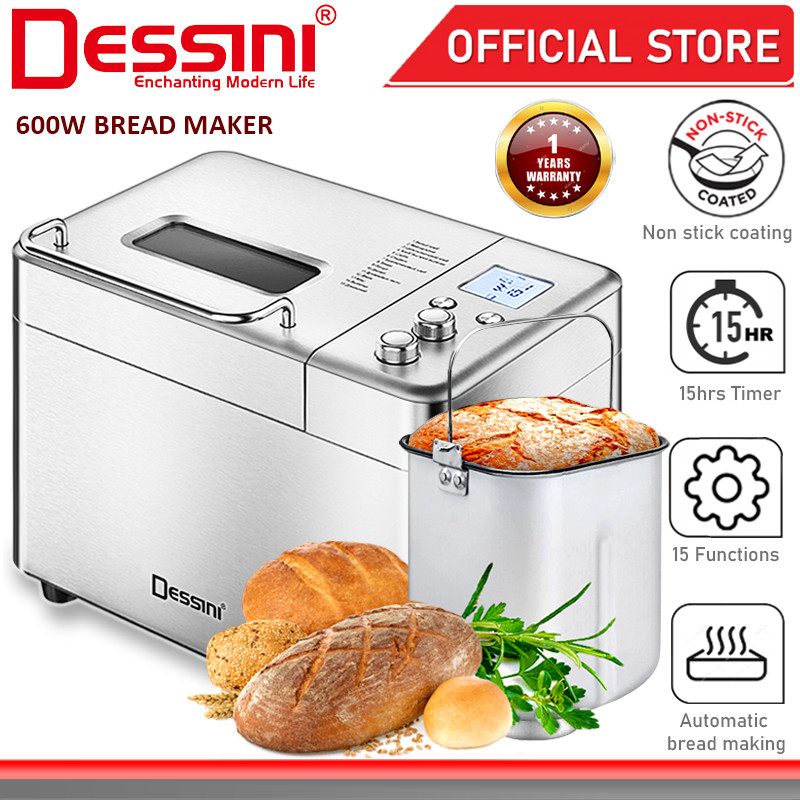 DESSINI ITALY 15-In-1 Programmes 1KG LCD Automatic Bread Maker ...