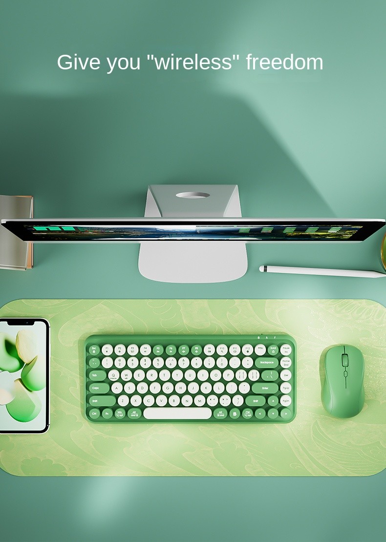 BOW wireless keyboard and mouse set boys and girls mute office USB 2.4g ...