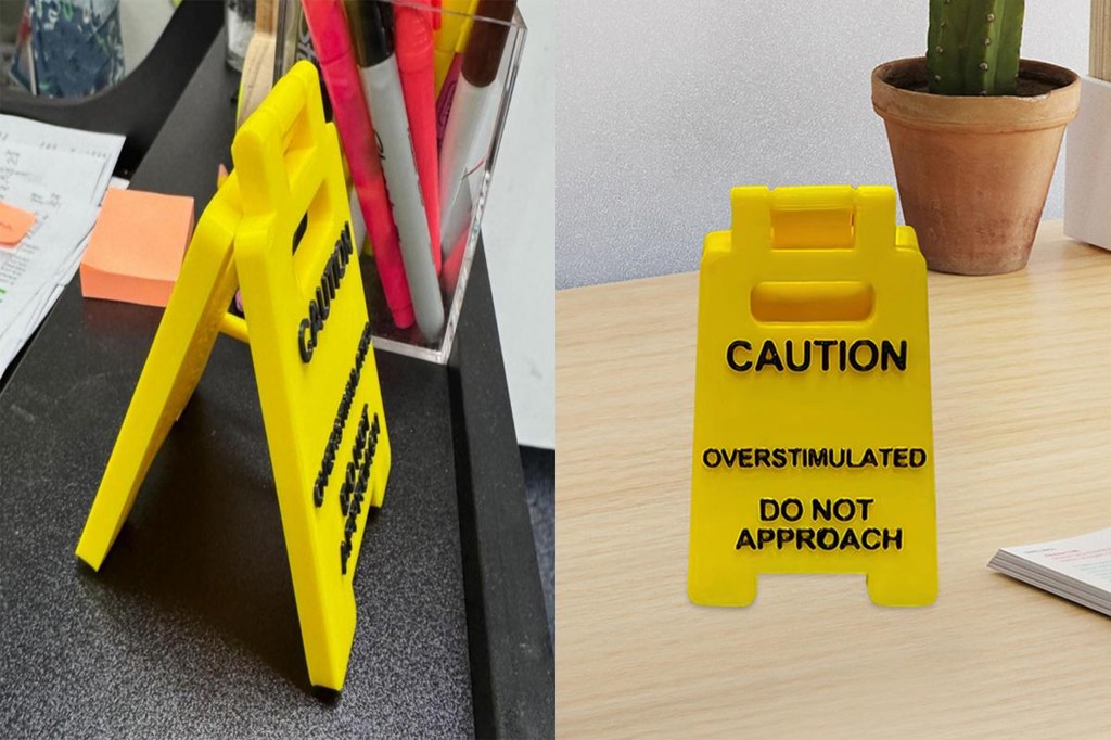 AMAR Office Desk Sign Warning Overstimulation Sign Quirky 3d Printed ...