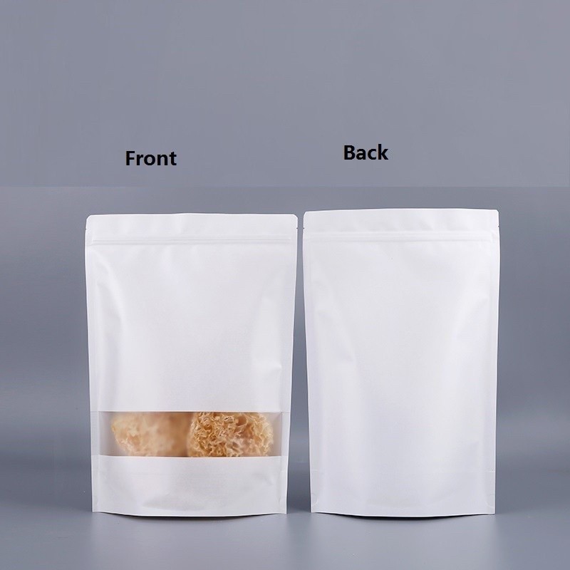 50pcs White Kraft Paper Zip Bag with window/Zipper Bag/Doorgift/Goodies ...