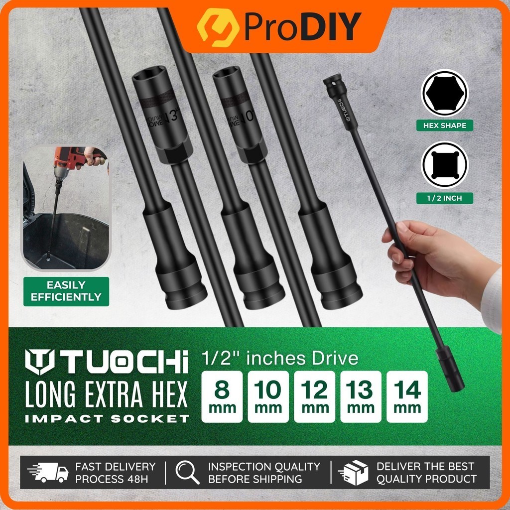 TUOCHI 420MM Extra Long Hex Impact Socket 1/2" Drive ( 8 - 14MM ...