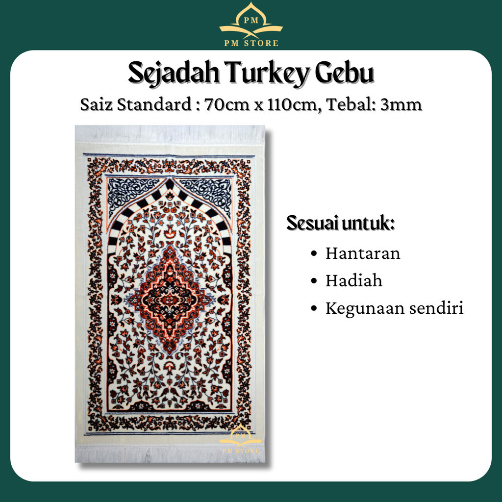 Sejadah Turkey Gebu untuk Hantaran dan Hadiah Inspired Raudah Saiz 70cm ...