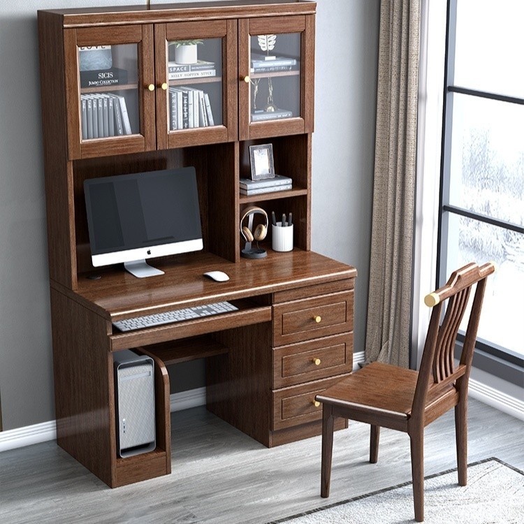 Q2 Solid Walnut Bookshelf han Q2 Wood Table Computer Study Office Desk ...
