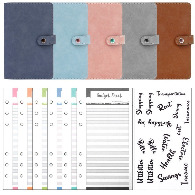 Binder Budget Planning Notebook Set - A6 Binder DIY Planner PU Leather ...