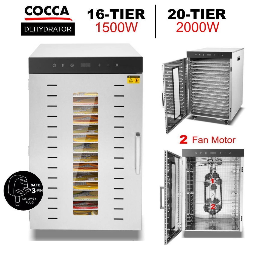 COCCA 16-TIER (1500W) 20-TIER (2000W) SUS304 Stainless Steel Food ...