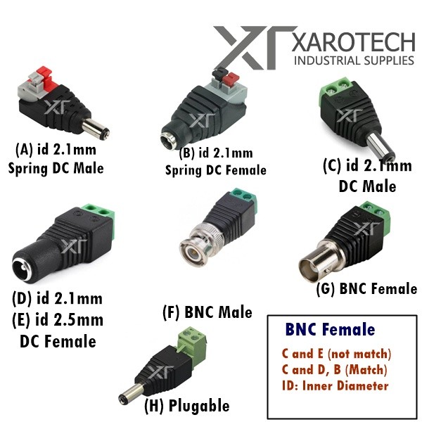 12V DC/ BNC Connector Male/ Female Plug Jack Adapter with Crew/ Spring ...