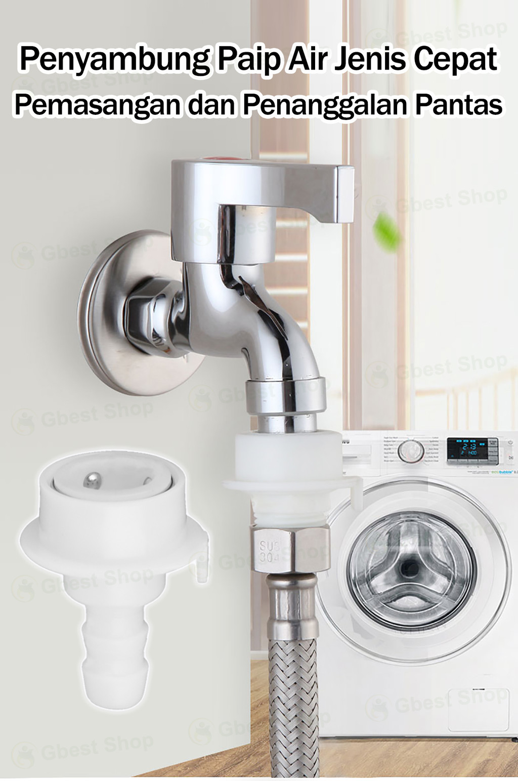 Universal Washing Machine Water Tap Connector 4/6 Inch Adaptor Paip ...