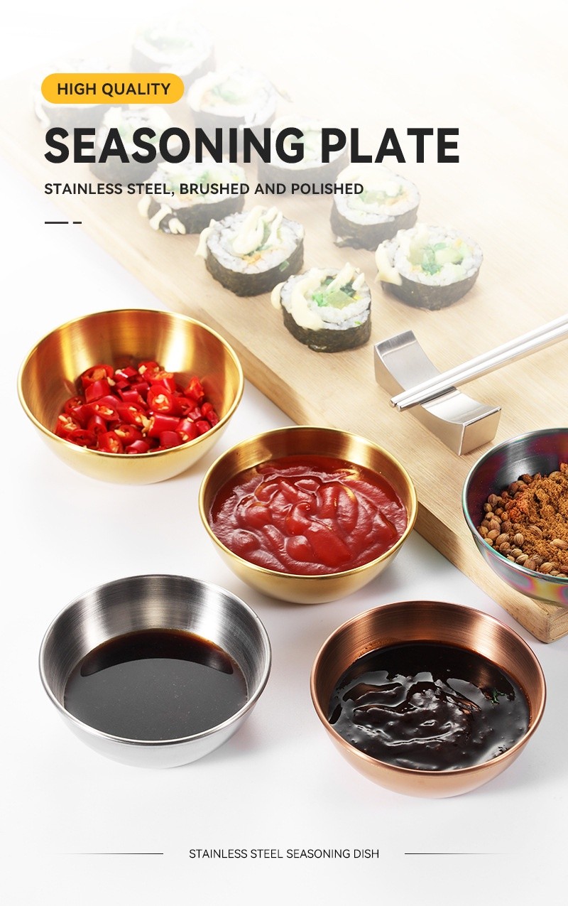 Set of 4 Stainless Steel Small Sauce Dishes Seasoning Serving Tray ...