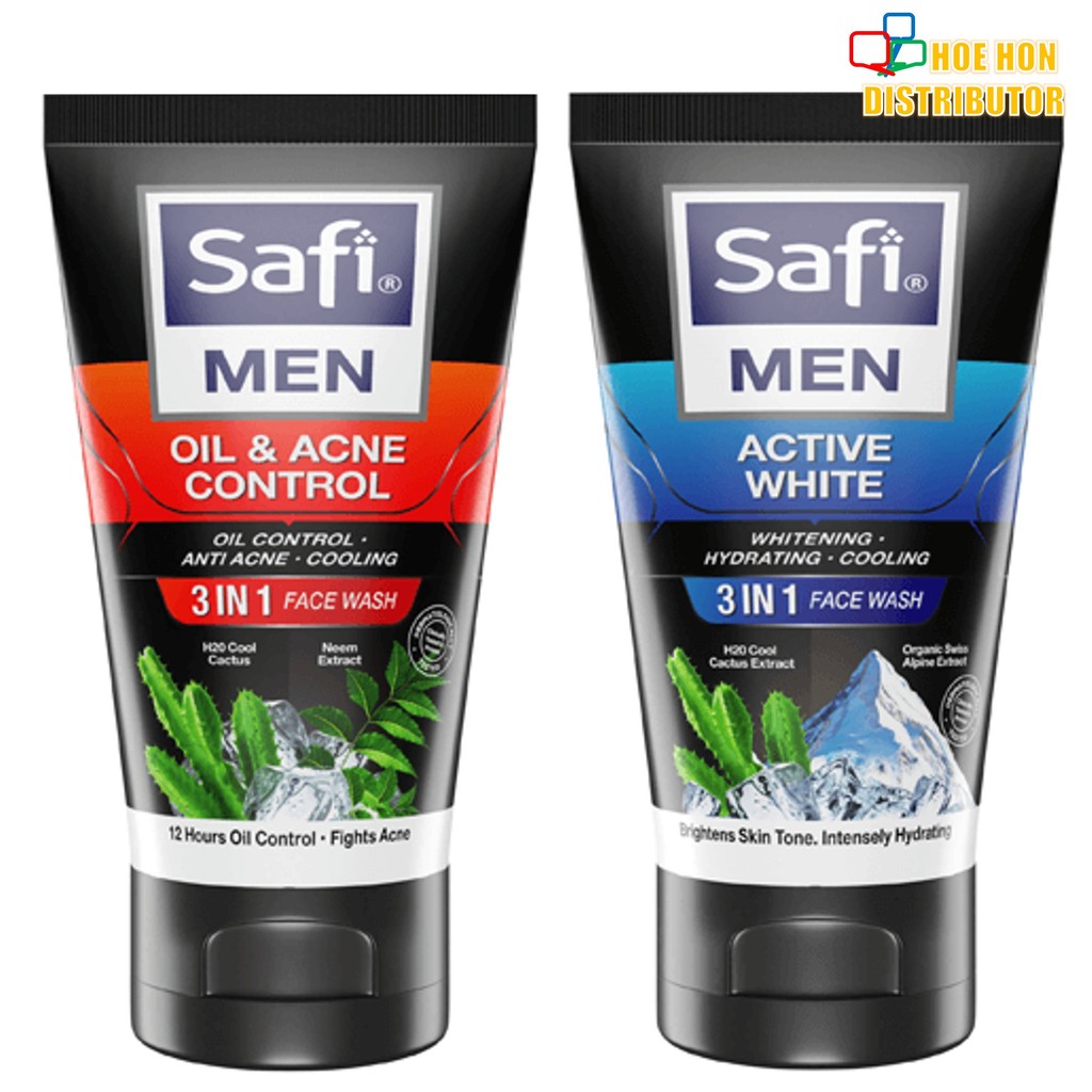 Safi MEN 3 in 1 Wash Face Wash 100g Active White Oil & Acne Control ...
