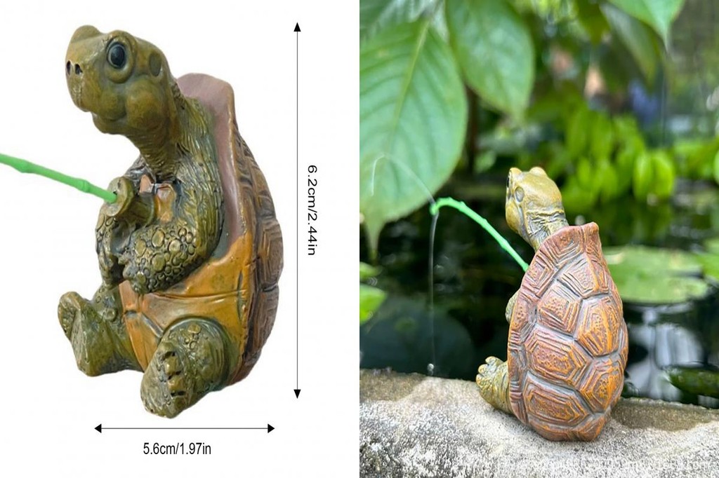 [Ready stock] Compact Garden Decor Fishing Turtle Statue Miniature ...