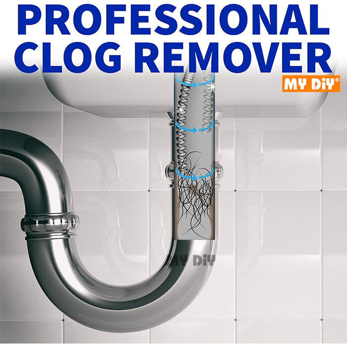 Clog Free Spring Spiral Pipe Cleaning Rod Sink Drain Cleaning Clog ...