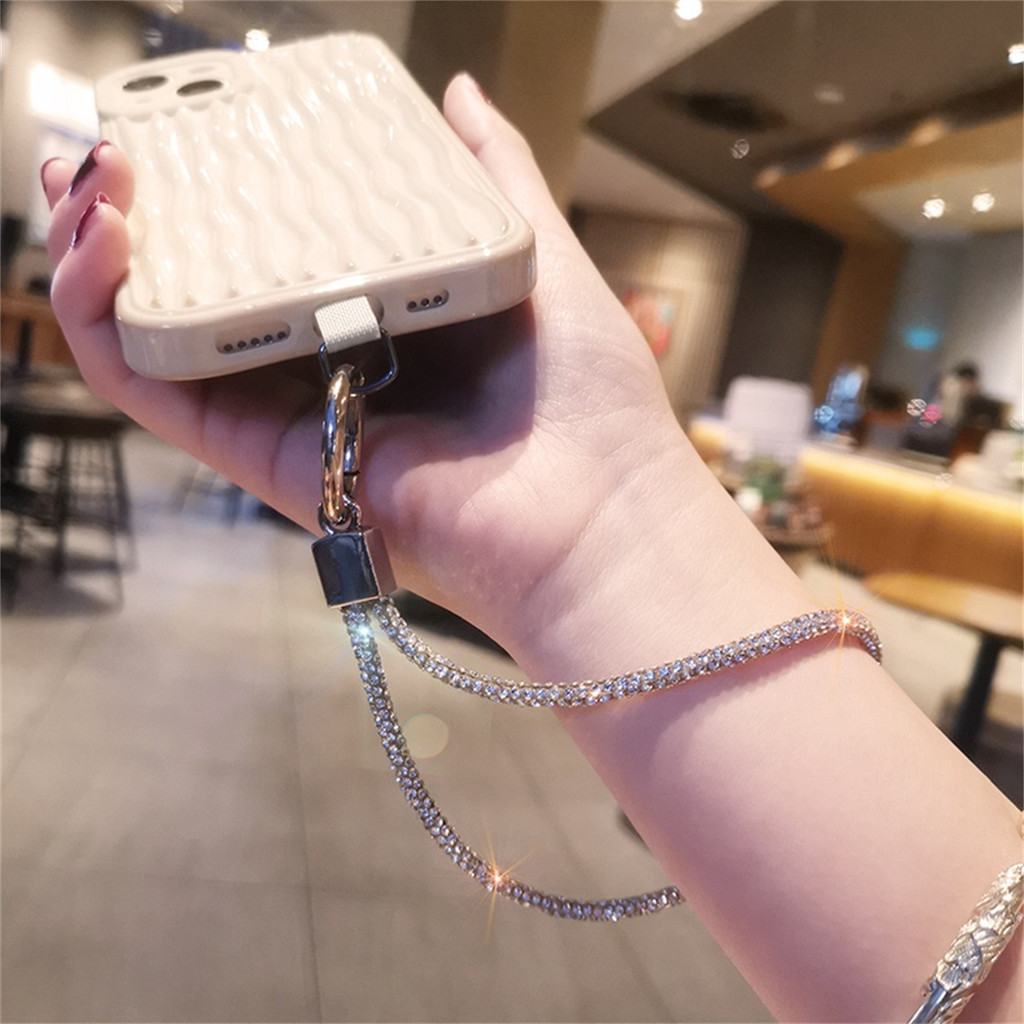 Luxury Phone Wrist Strap Lanyard Diamond Pendant Clip For iPhone 15 14 ...