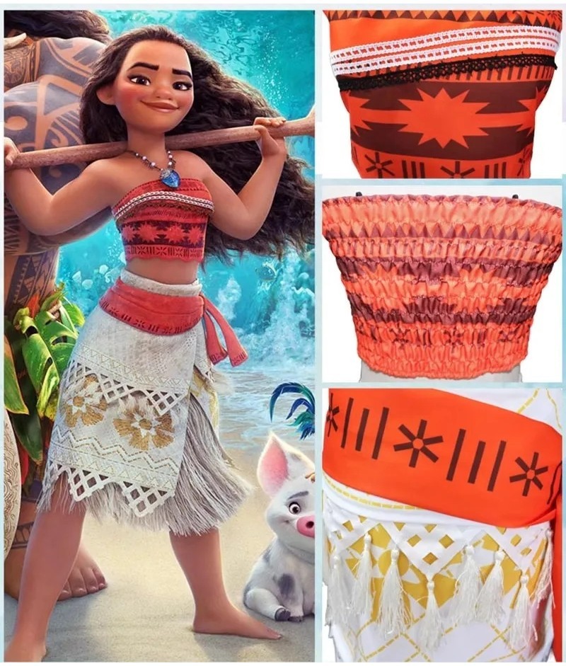 Adult Kids Cosplay Vaiana Moana Princess Costume Dress Adult Necklace ...