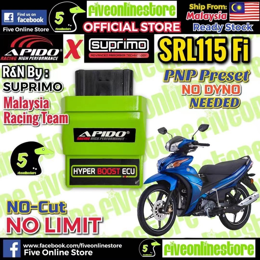 SRL115 Fi V1 V2 Apido X Suprimo Racing Hyper Boost ECU PNP No Dyno No Cut OFF Top Speed Powered ...
