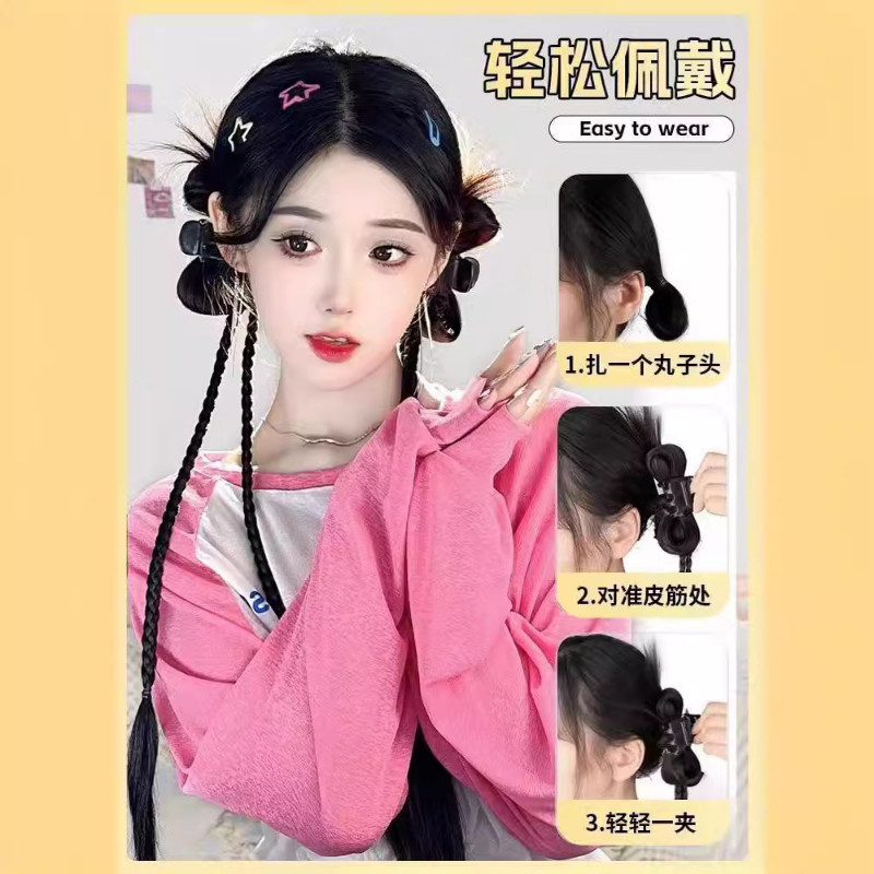 y2k bow feather shuttlecock head boxer braid female hottie dopamine wig ...