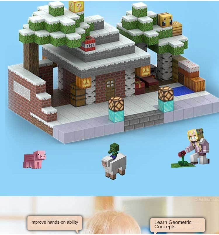 Minecraft my world magnetic cube building blocks DIY peripheral magnet ...