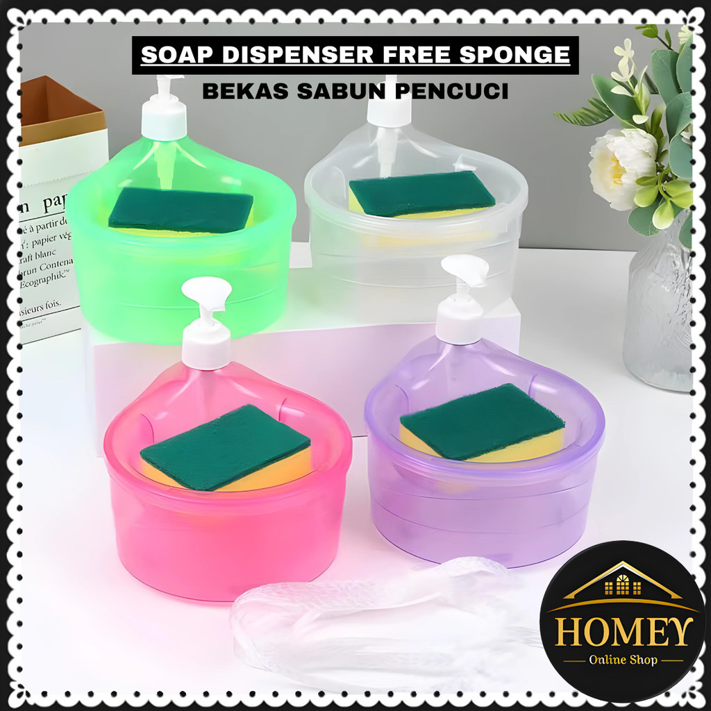 Soap Washing Dispenser FREE SPONGE Box Holder Pump Dispenser Kitchen ...