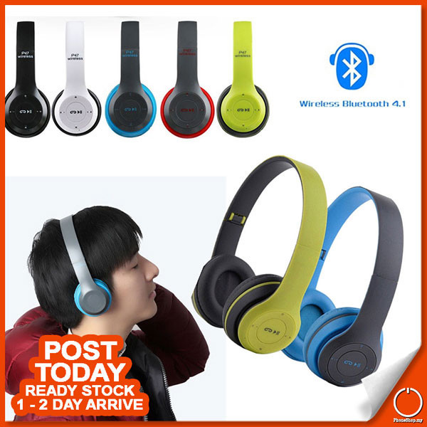 𝗙𝗢𝗟𝗗𝗔𝗕𝗟𝗘 Bluetooth 4.1 P47 Headphone Wireless Headset Earphone Mobile ...