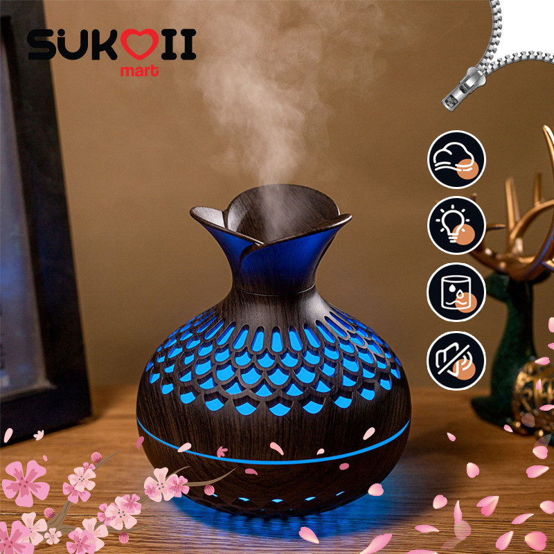 SKOI 300ml Creative Colorful Flower Wood Grain USB Silent Home Office ...