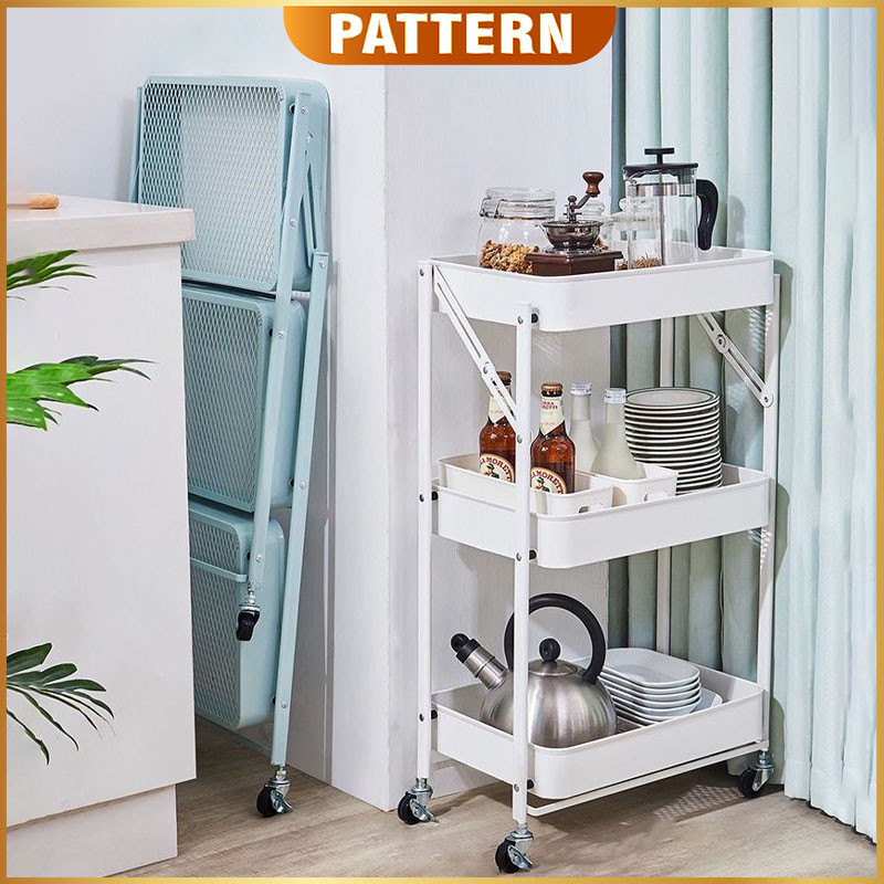 PATTERN 3 Tier Foldable Trolley Multifunction Storage Rack | 100% Full ...