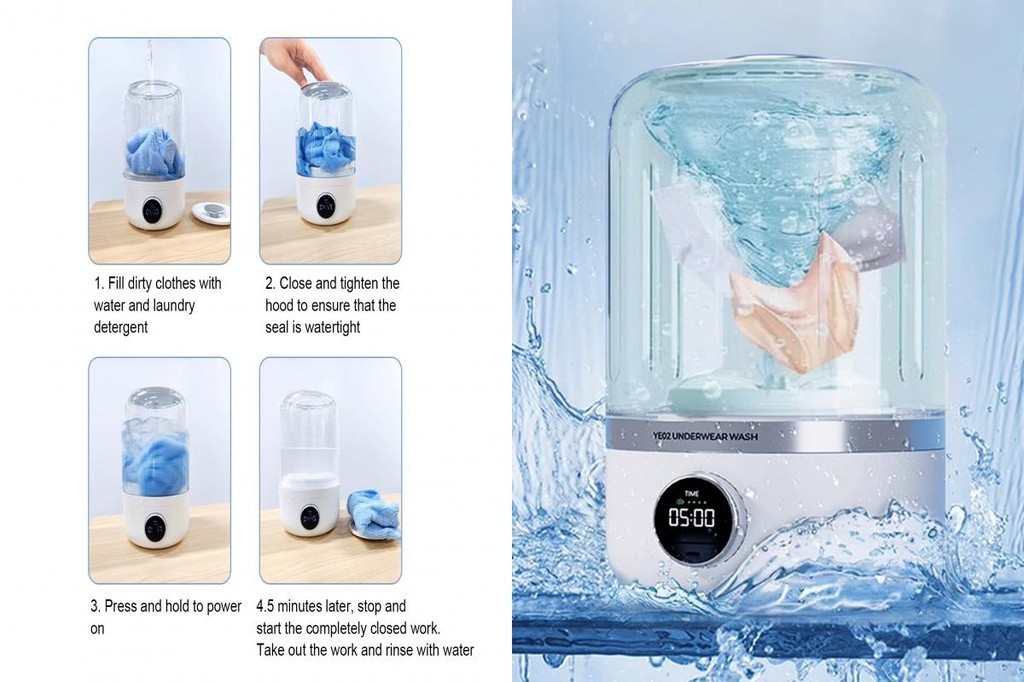 [CF] Portable Mini Washing Machine Battery Powered Washer Portable ...