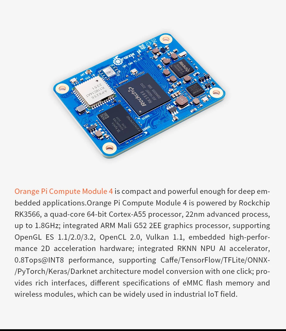 Orange Pi CM4 + Base Board 1GB Ram RK3566 8GB Emmc WIFI5-BT5.0 Orange ...