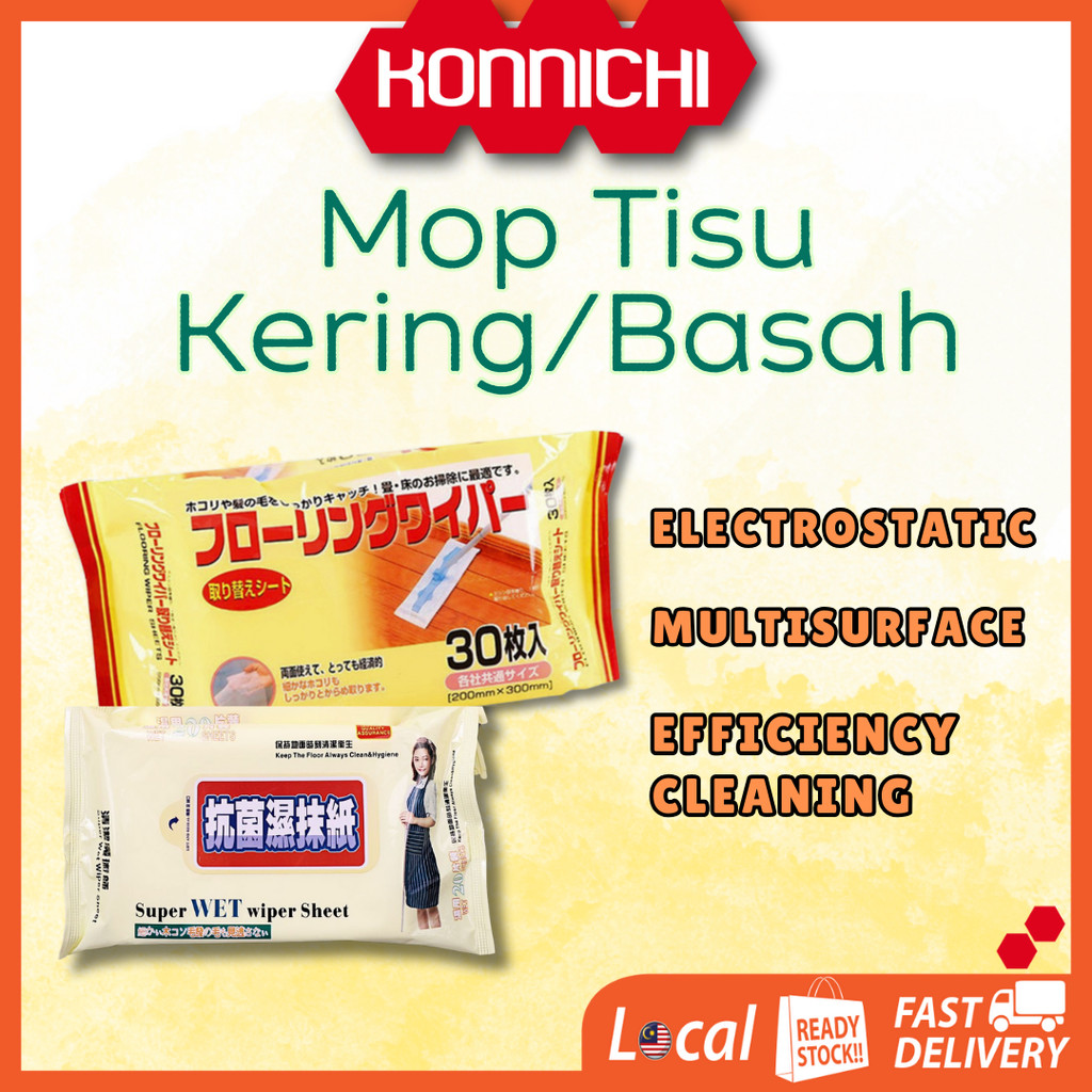 Mop Tisu Pakai Buang Wet Dry Tissue Wipes Kertas Pengelap Lantai Lap ...