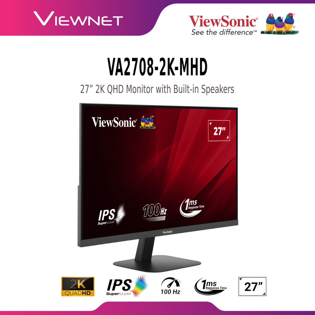 VIEWSONIC 27" VA2708-2K-MHD 2K QHD (100HZ,1MS) / VA2708-4K-MHD 4K UHD ...
