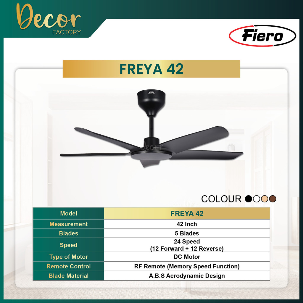 FIERO Fan FIERO FREYA 42 Inch 5 Blades 24 Speed DC Motor With Remote ...