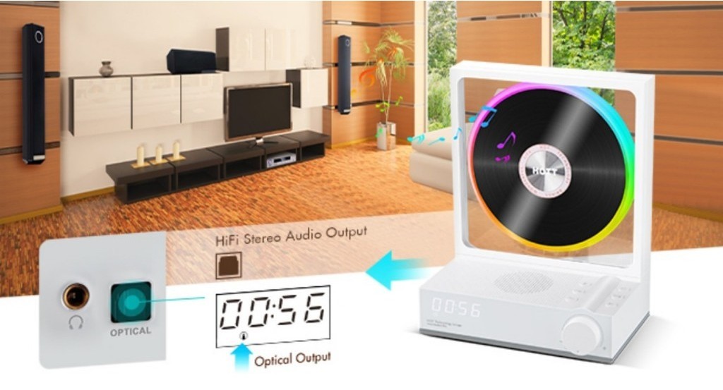 HOTT C229 Retro HIFI CD Player Two-way Bluetooth RGB Dazzling Colour ...
