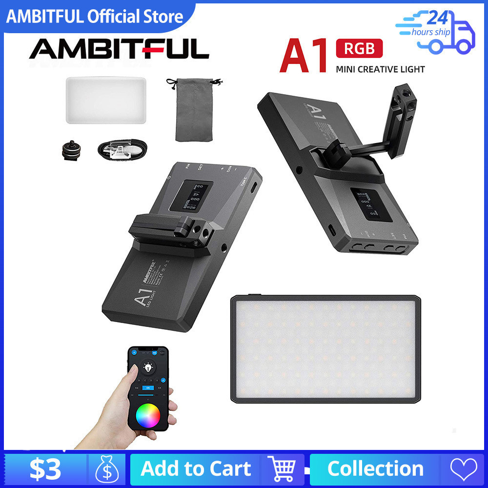 AMBITFUL A1 RGB 2500K-8500K Dimmable Full Color LED Video Light ...