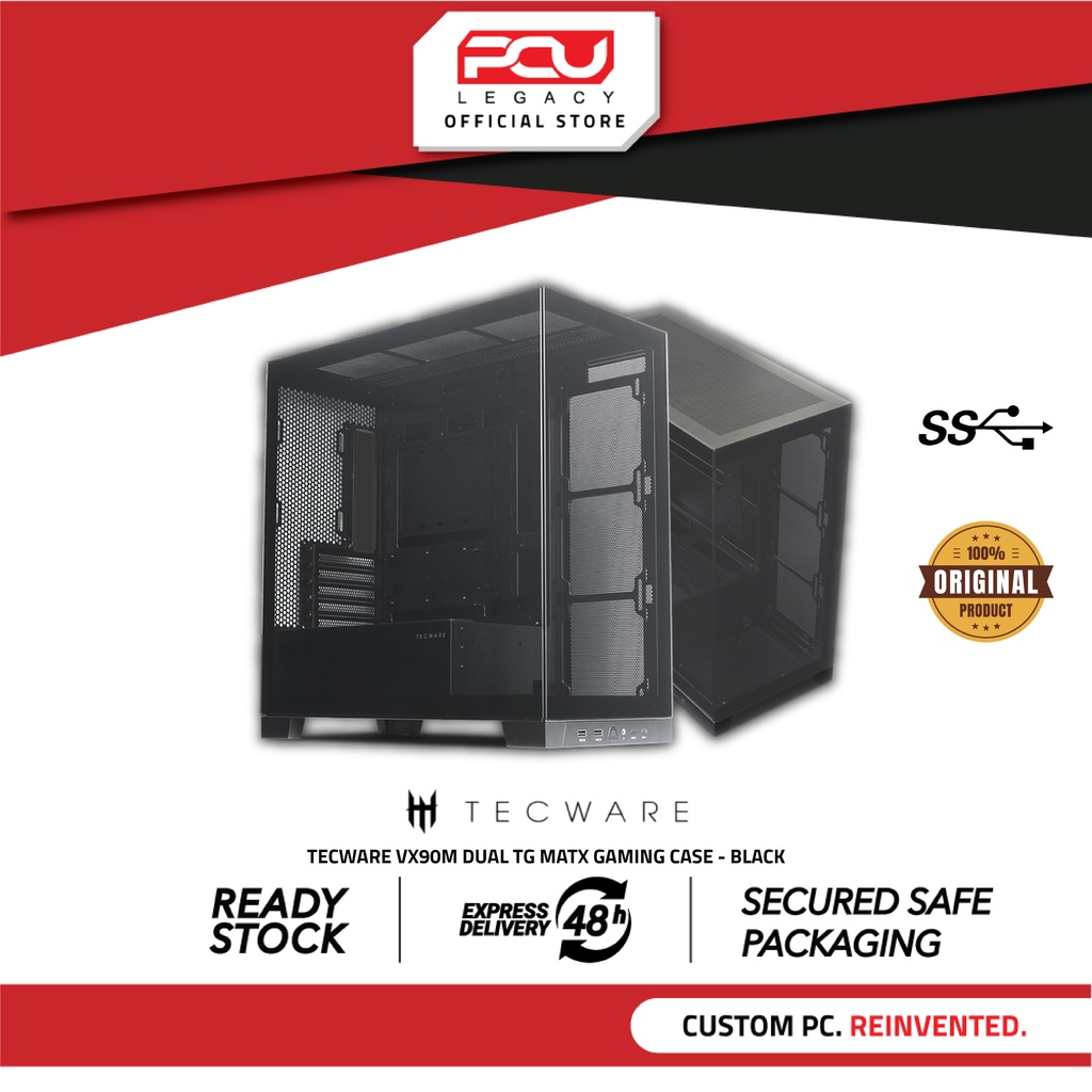 TECWARE VX90M DUAL TG MATX GAMING CASE - BLACK | Shopee Malaysia